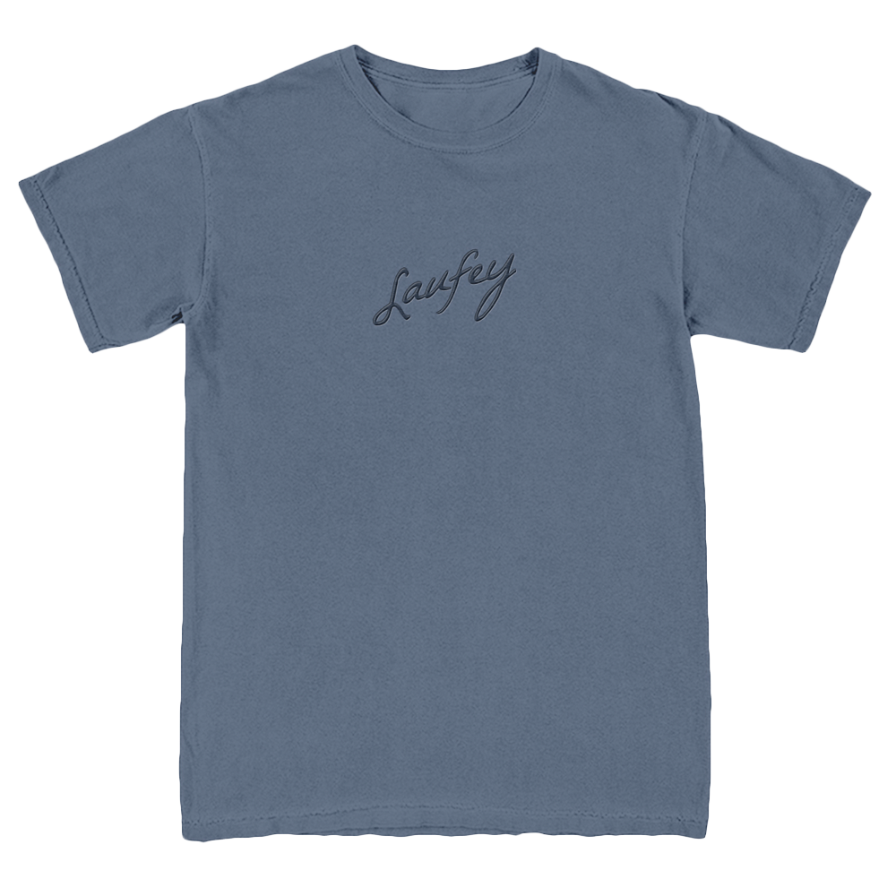 Embroidered Signature Tee - Denim Blue Apparel Laufey – Laufey Merch